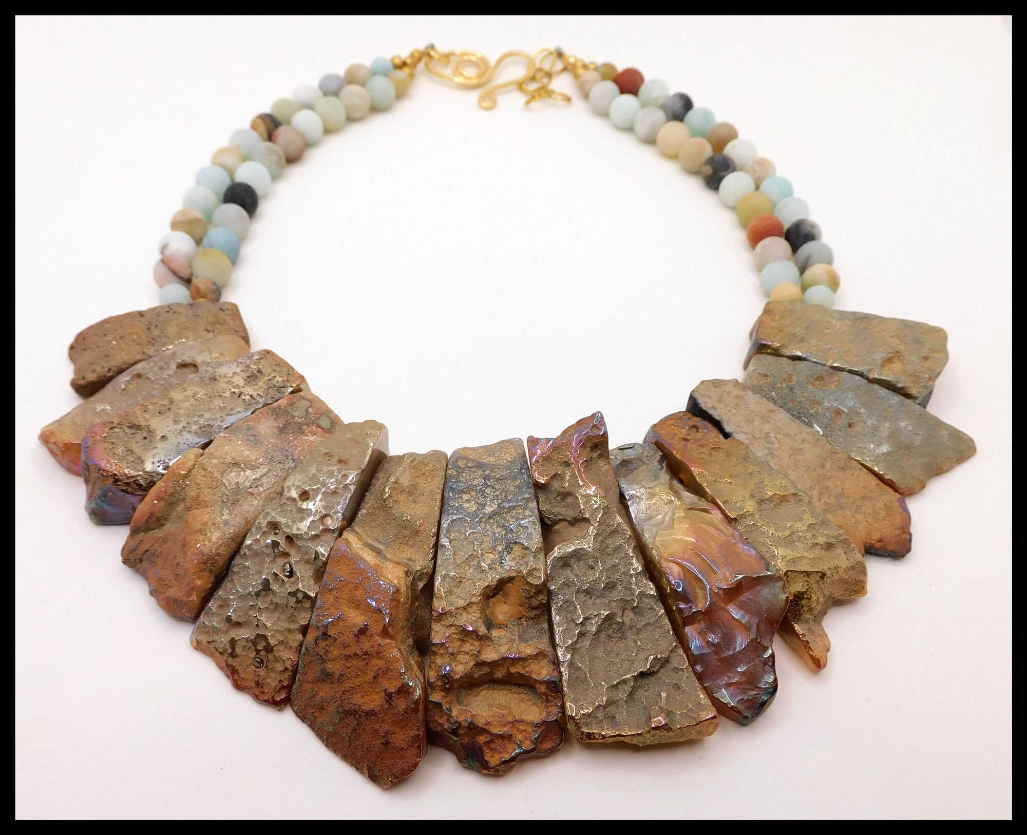 EARTH & SKY Majestic Titanium Agate Amazonite 2 Strand Statement ...