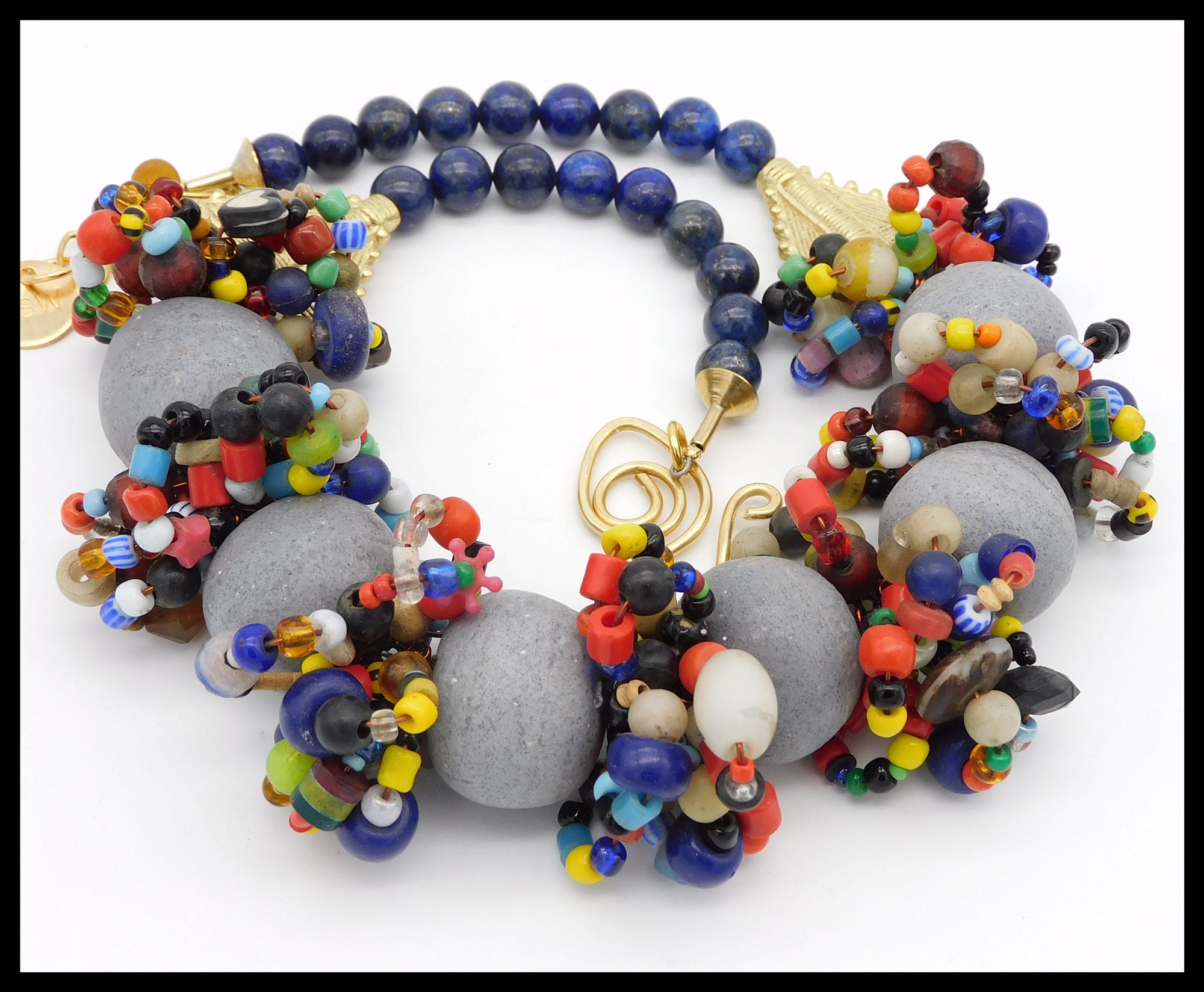 NAIROBI - Handmade African Beads and Lapis - Bold Statement Necklace - Etsy