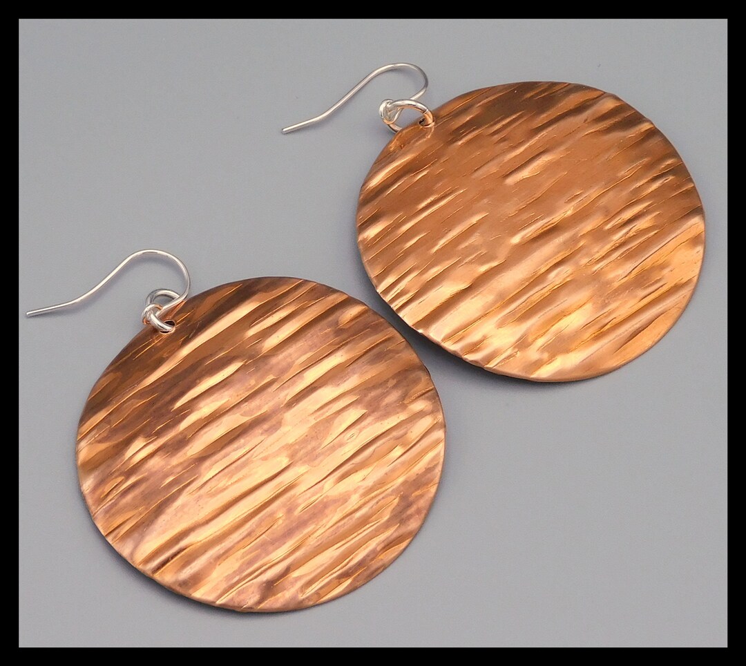 COPPER RIPPLES - Handforged Rippled Copper Dramatic Statement Earrings ...