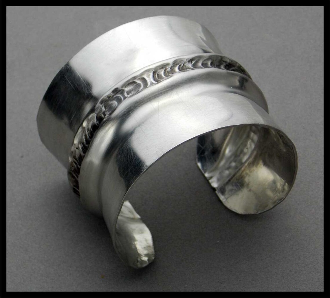 KYRA Handforged Foldformed Antiqued Wide Pewter Cuff Bracelet - Etsy