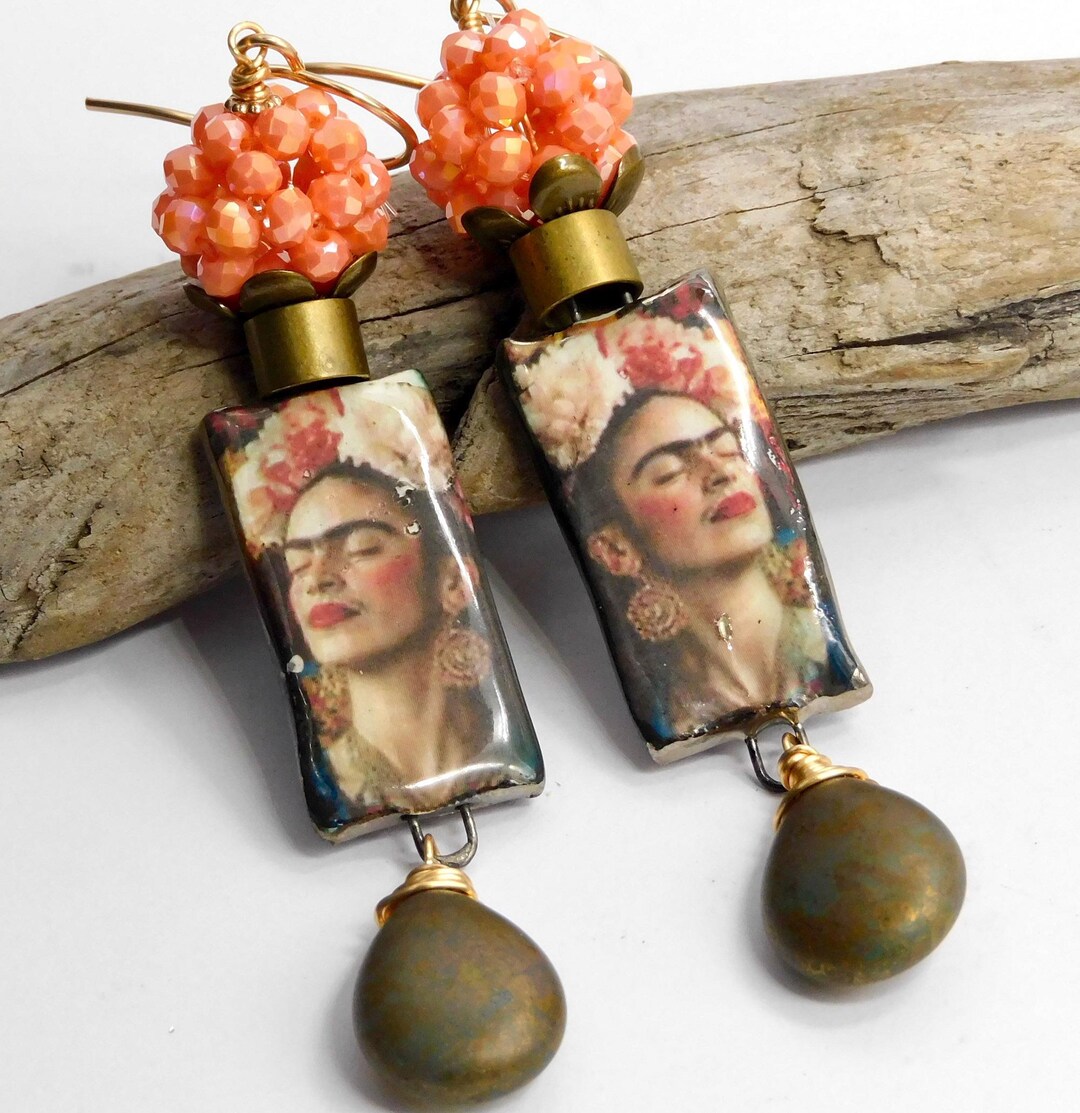 FRIDA - Beautiful Artisan Ceramic Frida Kahlo Mirrored Charms - Vintage ...