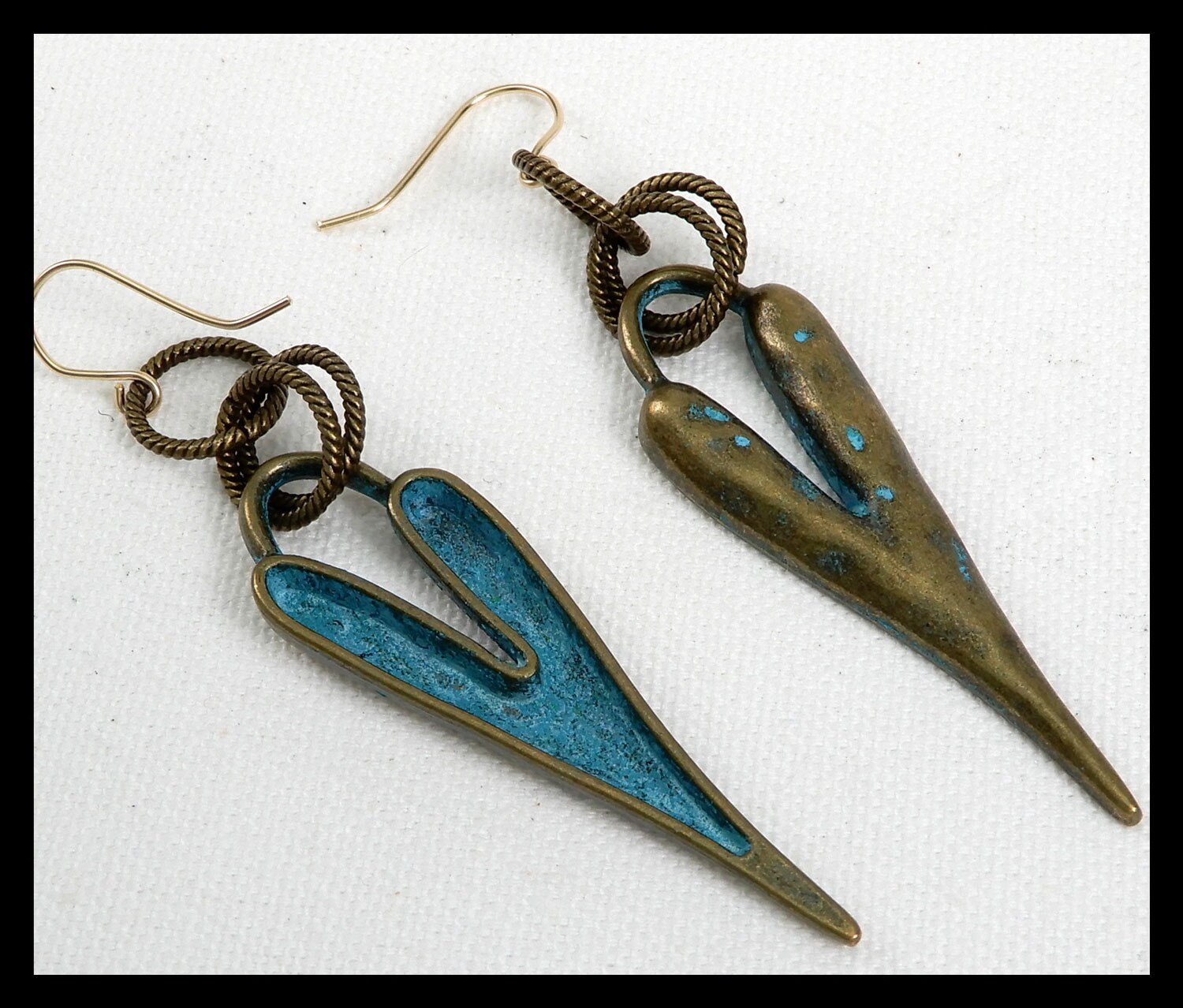 MODERN HEARTS Elongated Patinated Brass Hearts Statement - Etsy