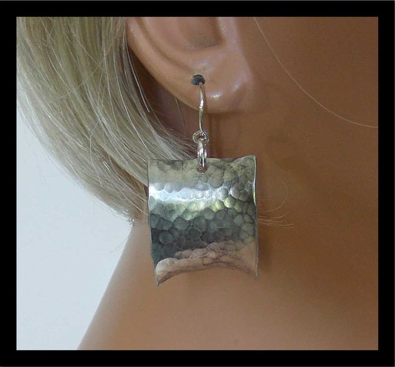 MARILYN - Handforged Hammered & Oxidized Curved Pewter Earrings - Etsy