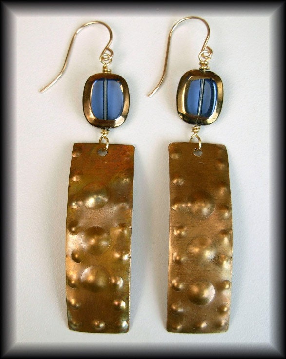 BAVARIAN Vintage Bavarian Glass Handforged Bronze Long Earrings - Etsy