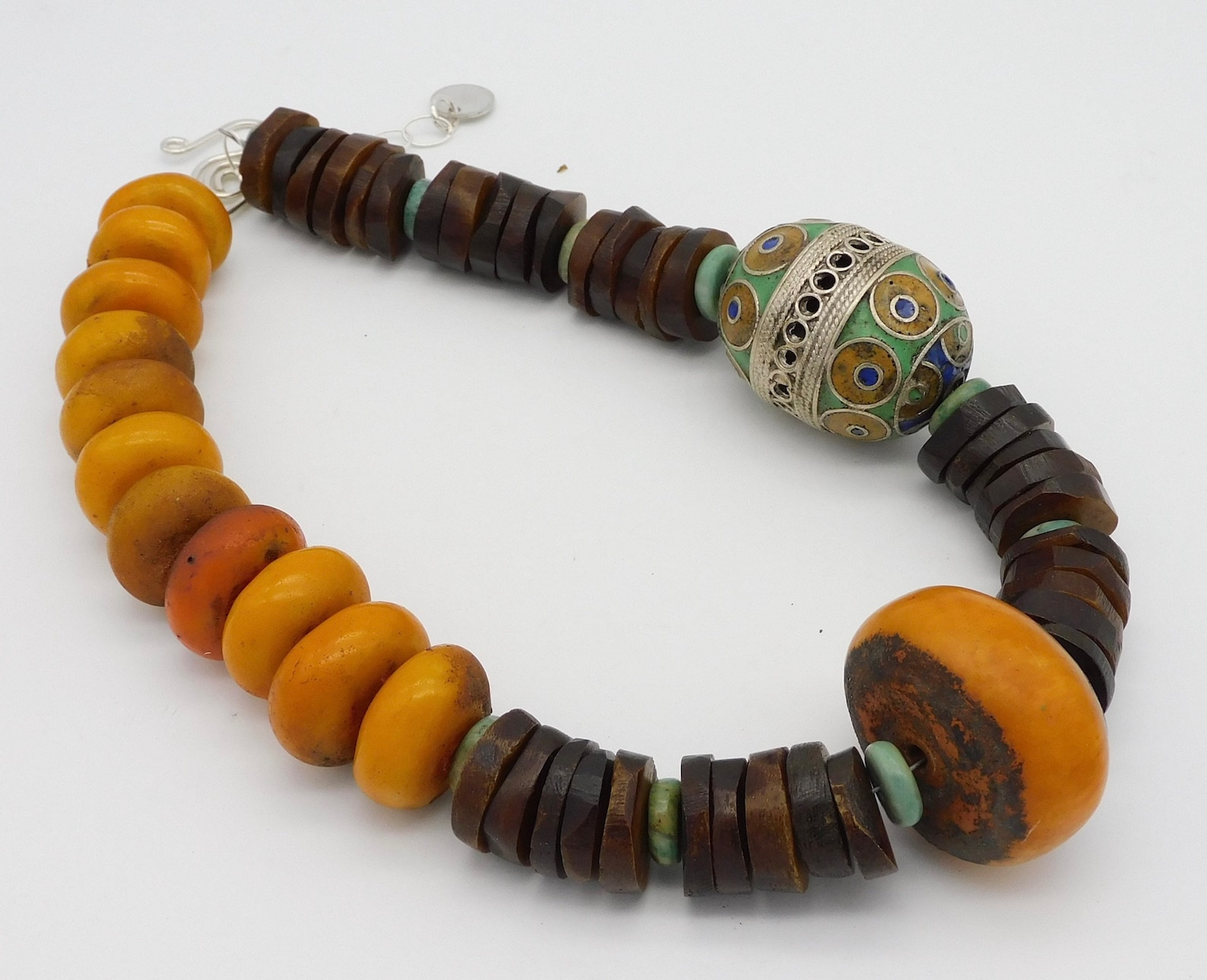 BERBER TREASURE Handmade Berber Beads Jadeite Handcarved African Bone ...