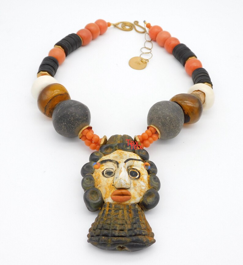 PHOENICIAN MASK Handmade Clay Mask Ancient Spindlewhorls - Etsy