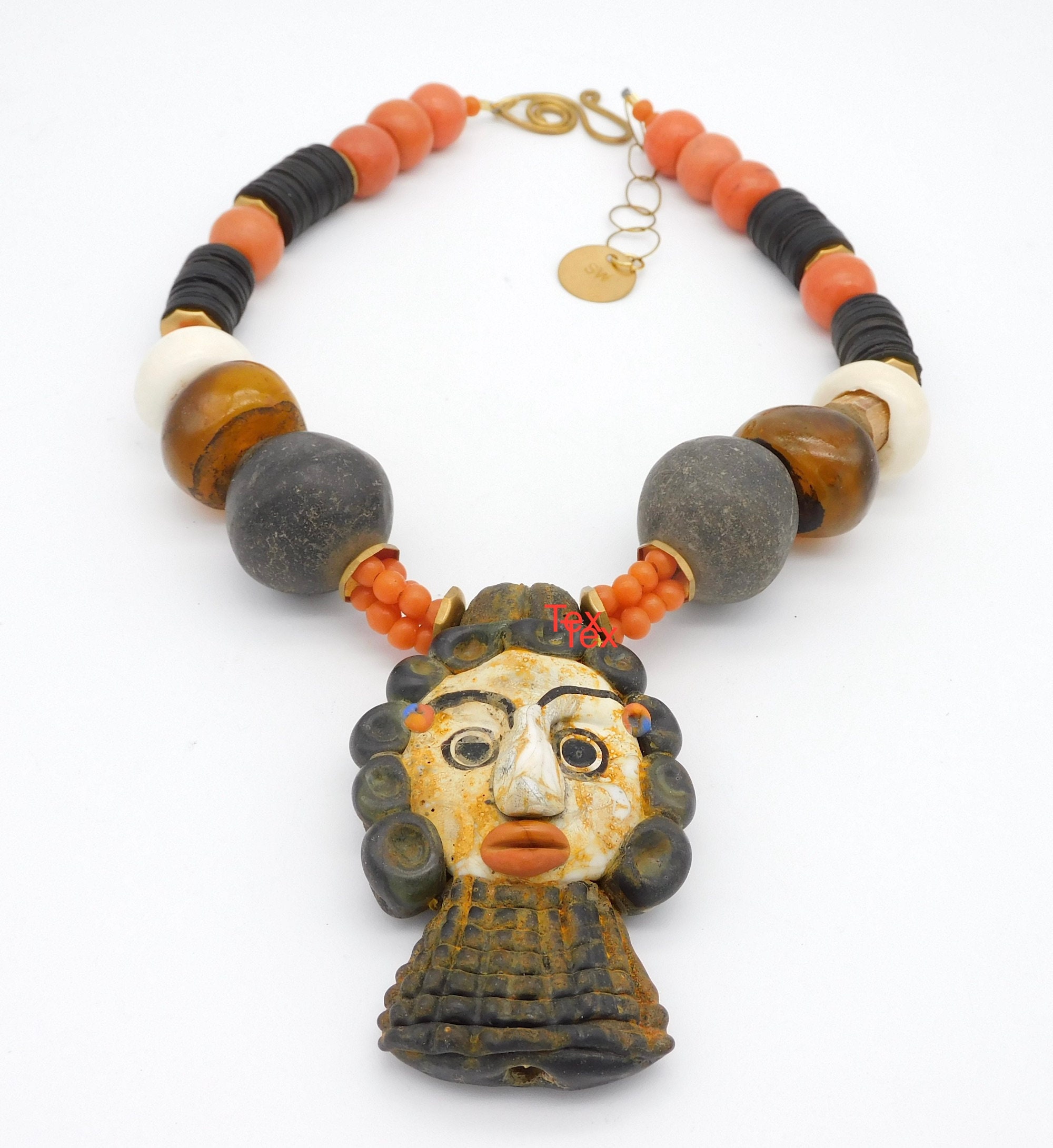 PHOENICIAN MASK Handmade Clay Mask Ancient Spindlewhorls - Etsy