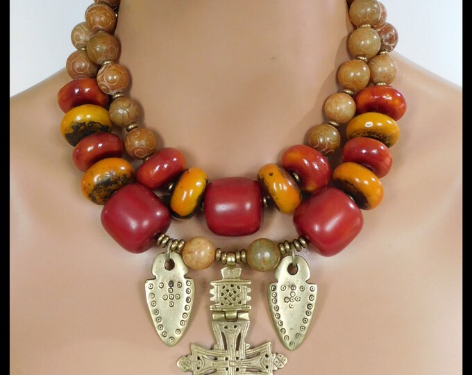 AFRICAN QUEEN - 2 Necklaces! African Coptic Cross and Shields ...