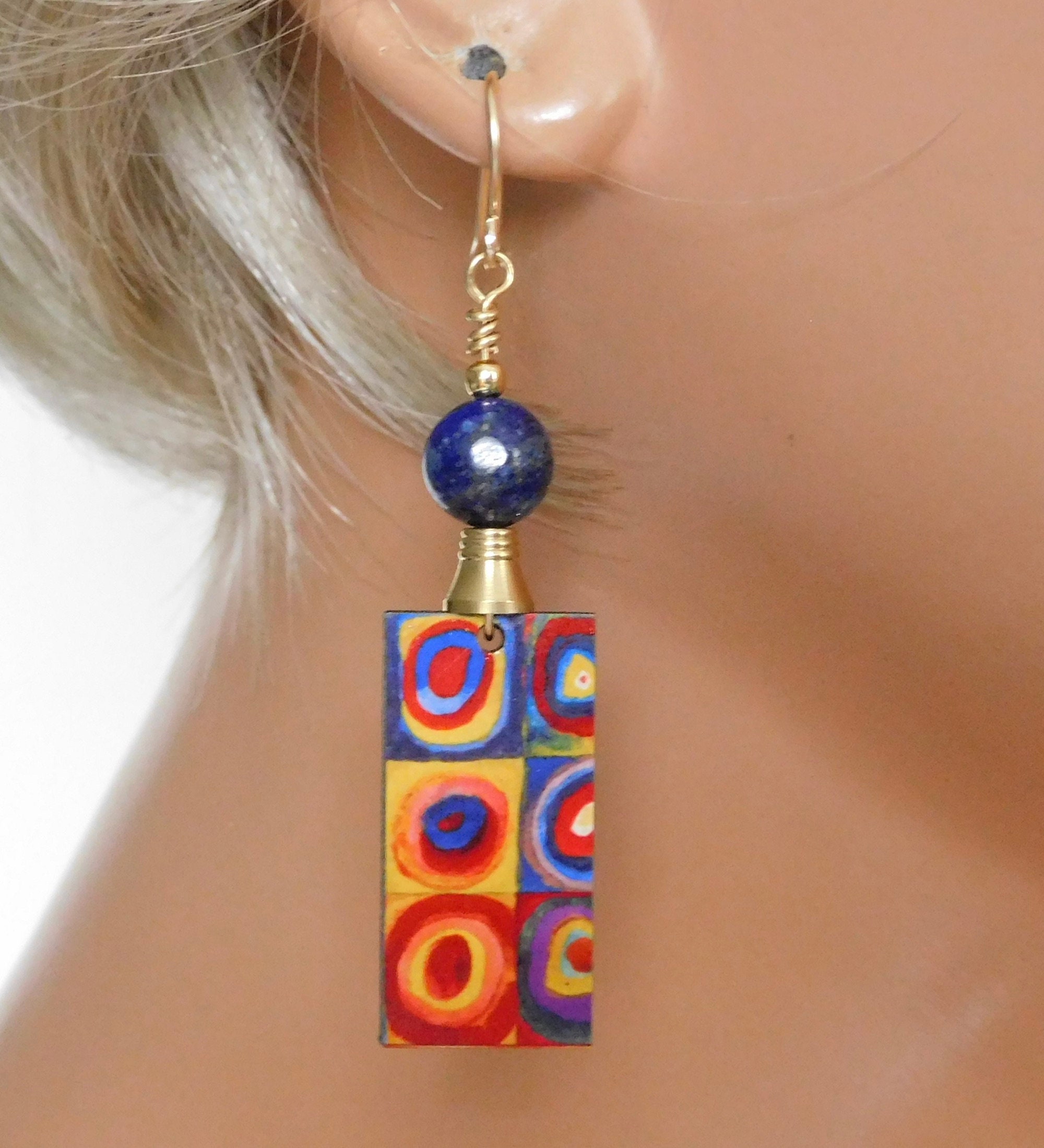 KANDINSKY Famous Painting Mini Modern Art for Your Ears Lapis Beads Fab ...