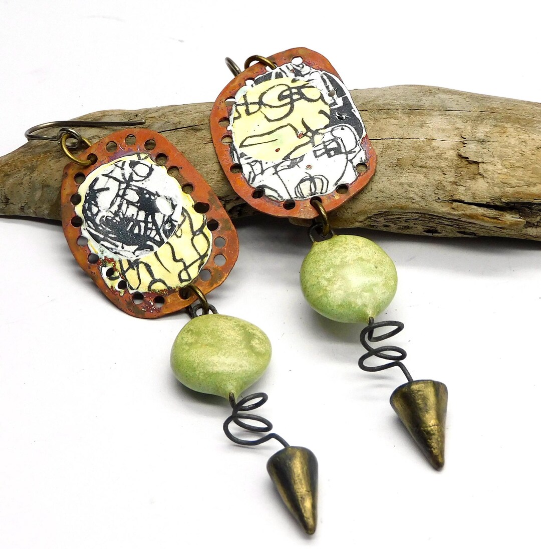 GRAFFITI - Artisan Enameled Copper Artsy Charms - Ceramic and Wire ...