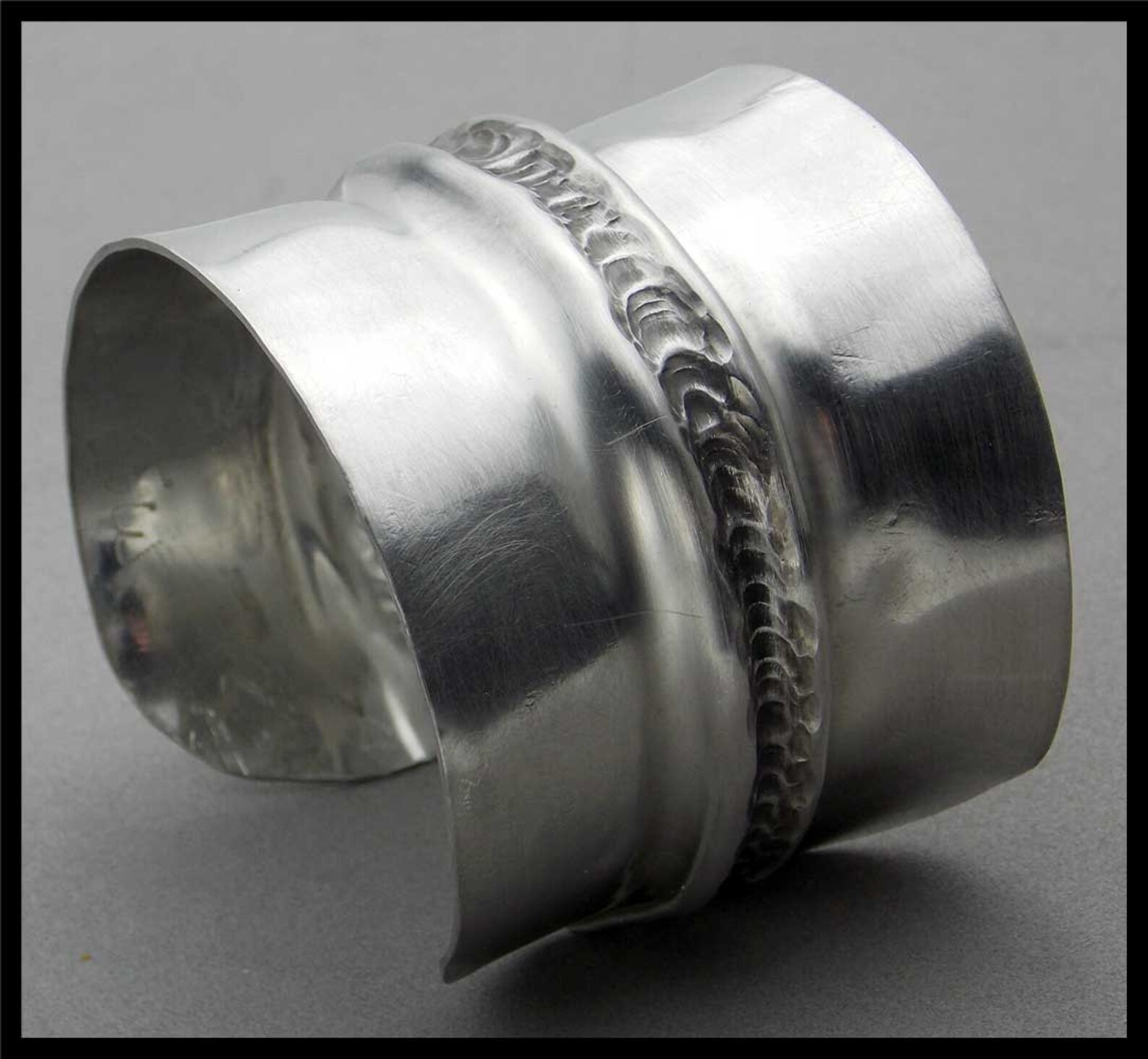 KYRA Handforged Foldformed Antiqued Wide Pewter Cuff Bracelet - Etsy