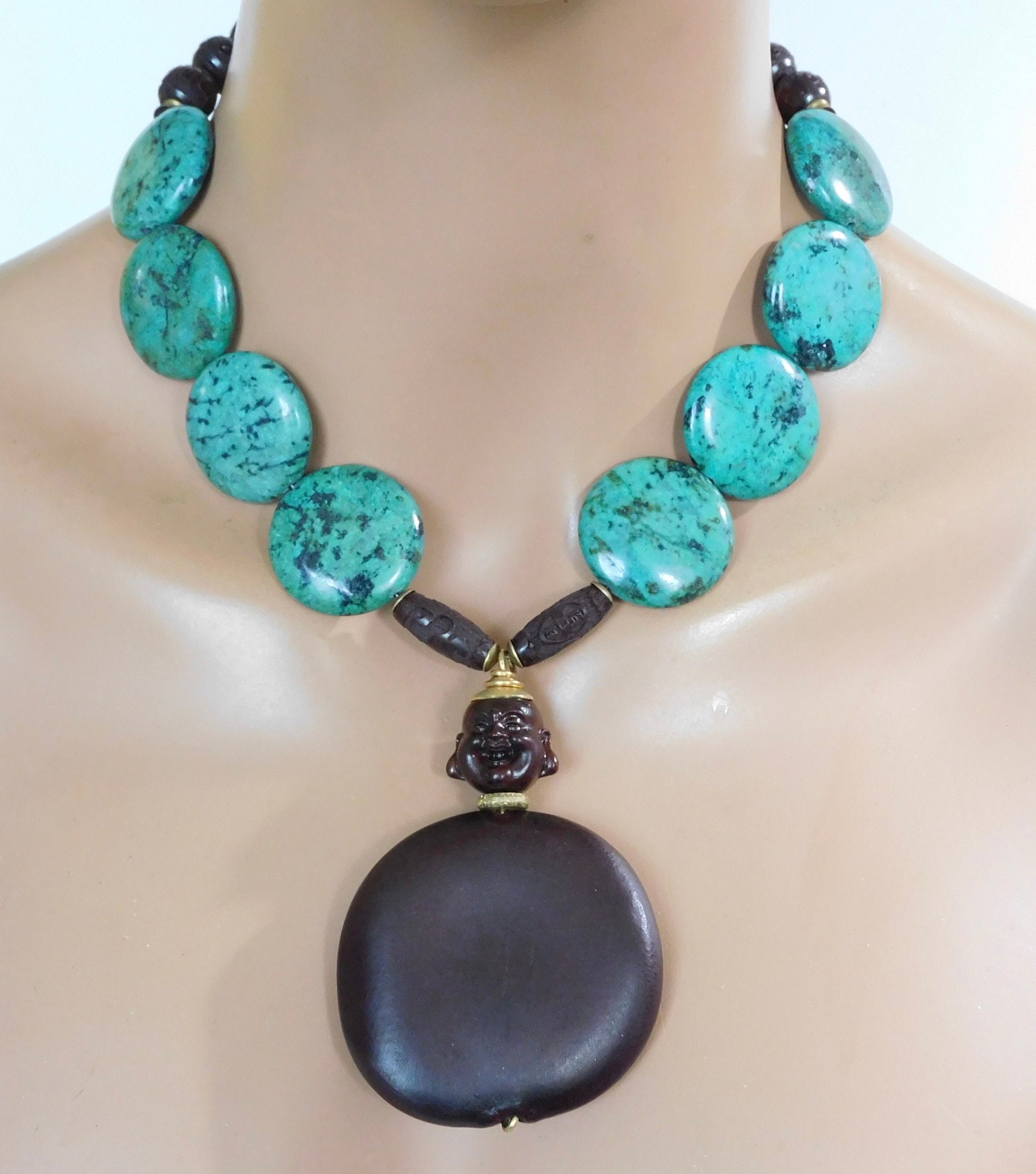 EBONY TREE - Ebony Seed Pod Pendant - African Turquoise and Handcarved ...