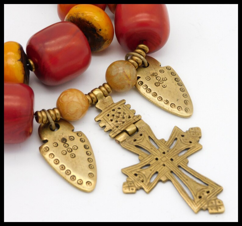 AFRICAN QUEEN 2 Necklaces African Coptic Cross and Shields - Etsy