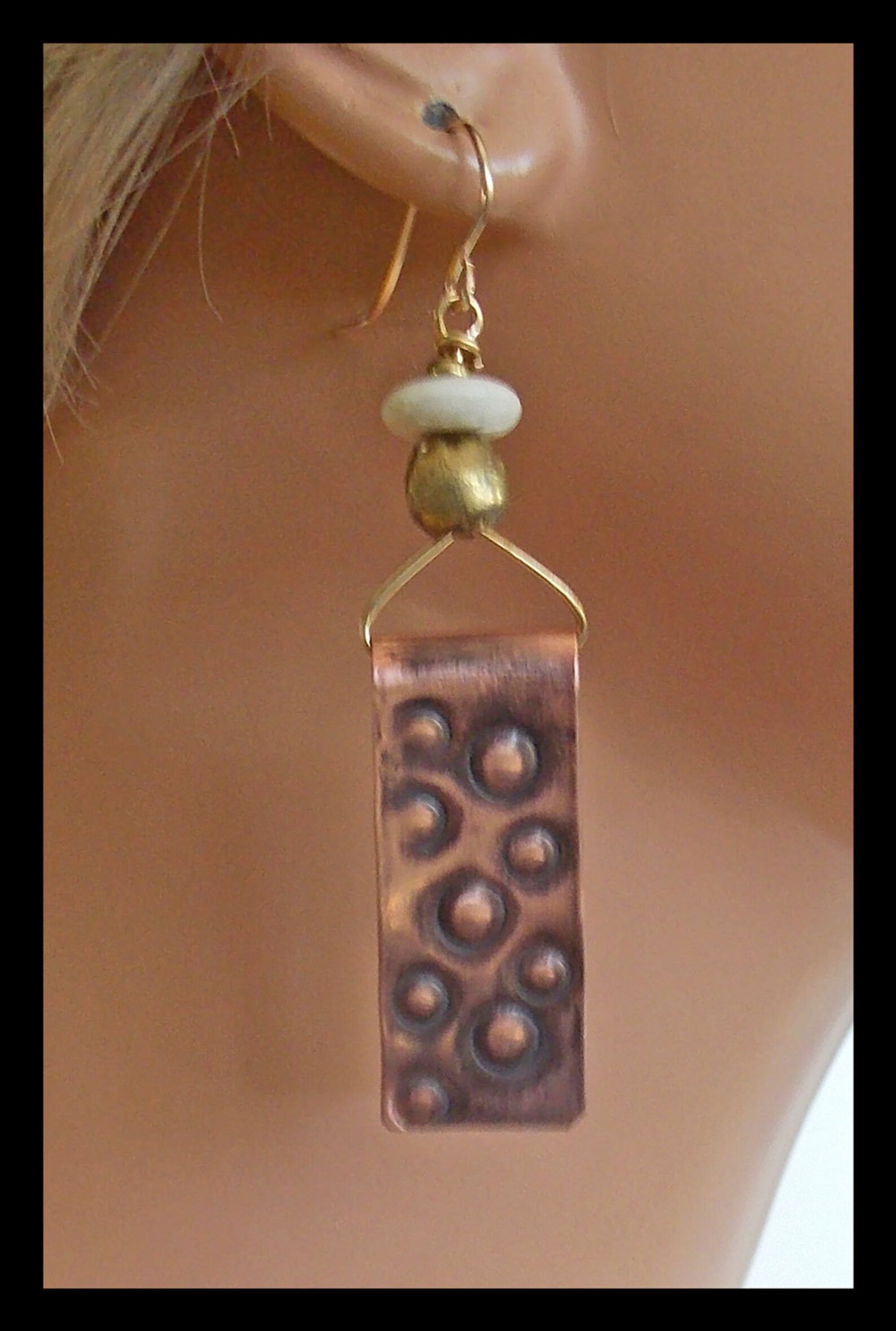 COPPER SCROLLS Handforged Embossed Copper and African Beads Linear ...
