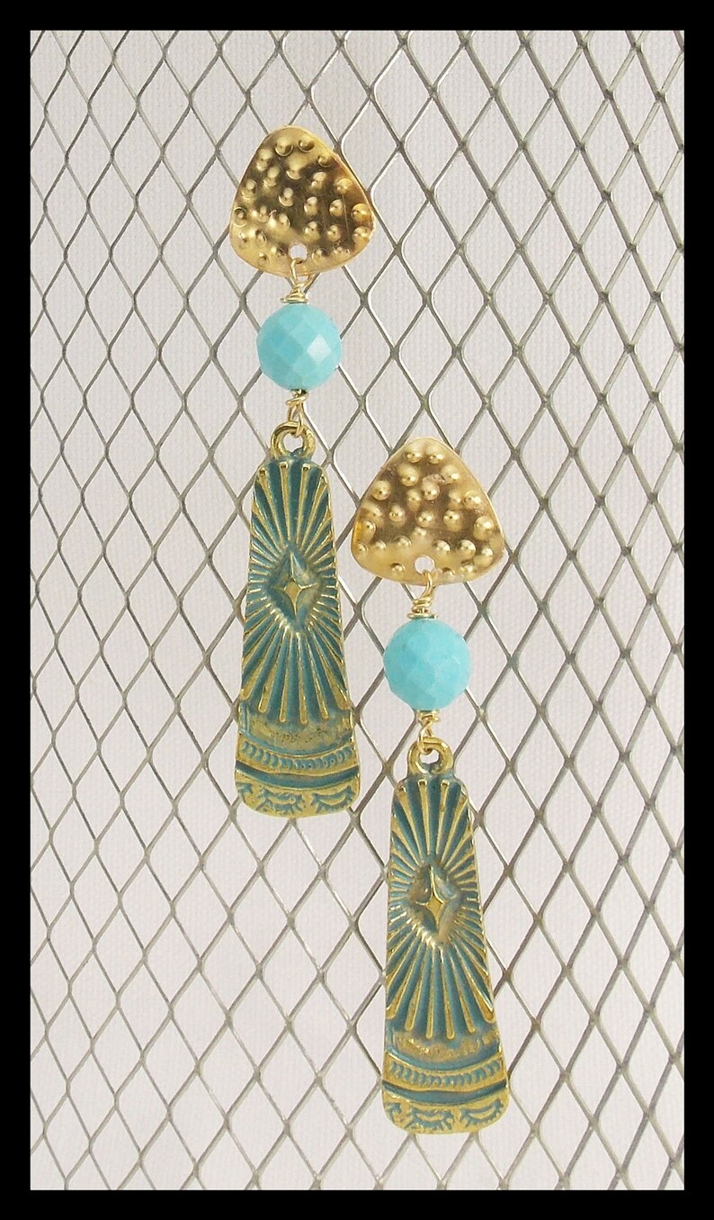 ALEXA Turquoise Patinated Turkish Drops Handforged - Etsy