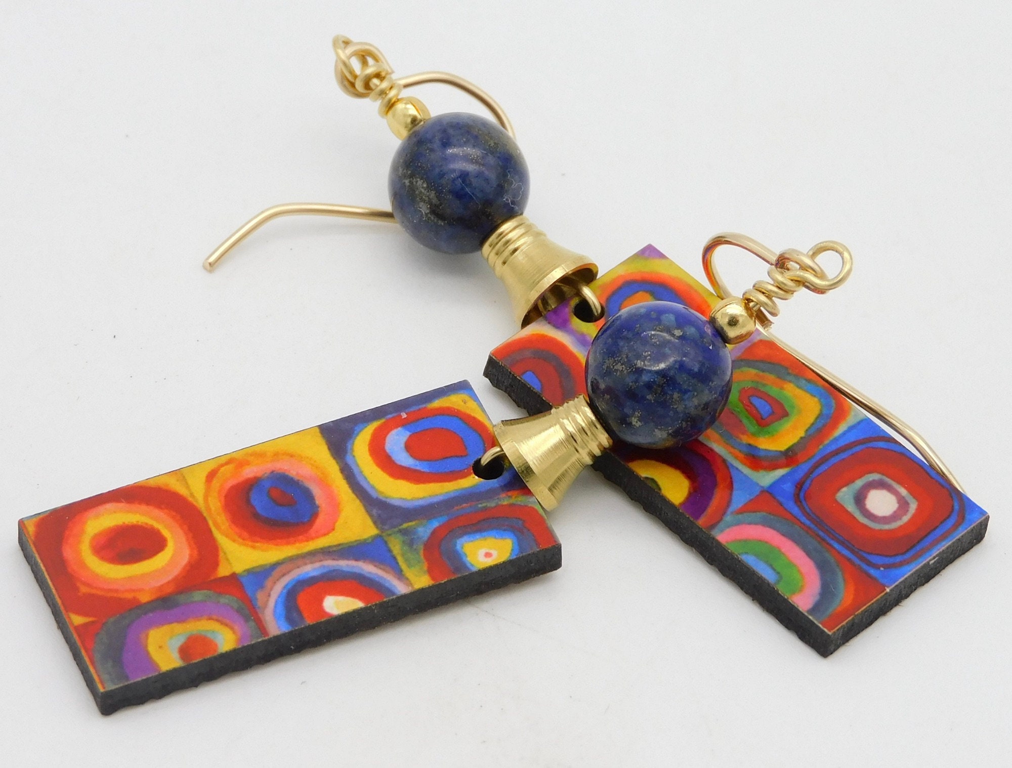 KANDINSKY Famous Painting Mini Modern Art for Your Ears Lapis Beads Fab ...