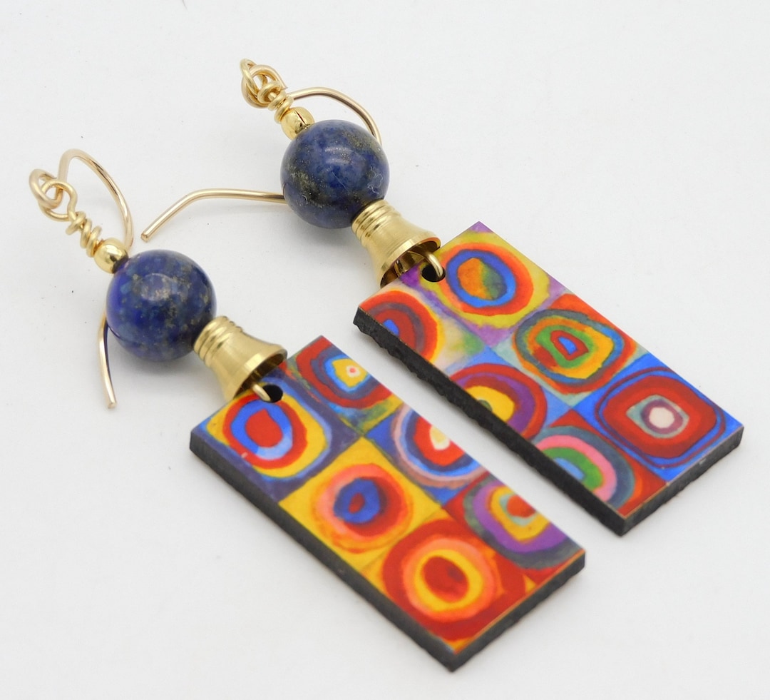 KANDINSKY Famous Painting Mini Modern Art for Your Ears Lapis Beads Fab ...