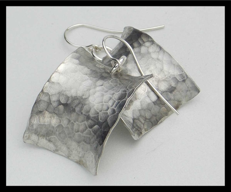MARILYN - Handforged Hammered & Oxidized Curved Pewter Earrings - Etsy
