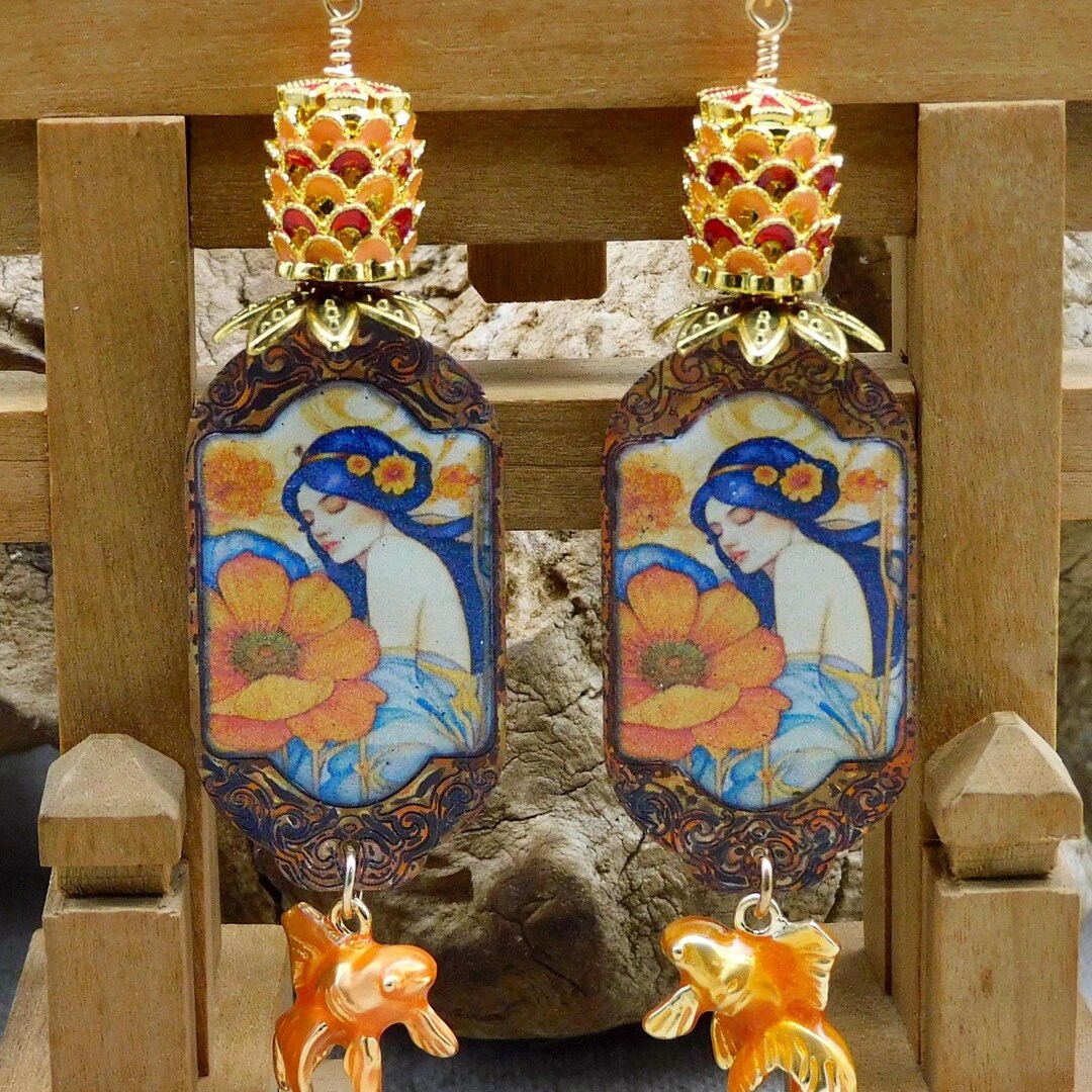 SOUTH SEAS - Koi Fish - Enameled Copper Charms -stunning Cloisonne ...