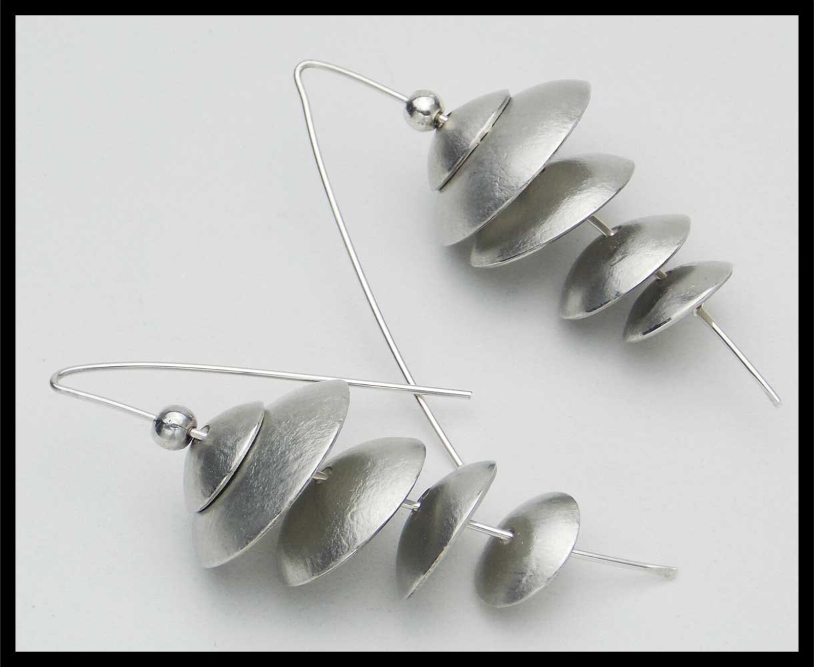 CHA CHA Handforged Domed Floating Pewter Discs & Sterling Earrings - Etsy