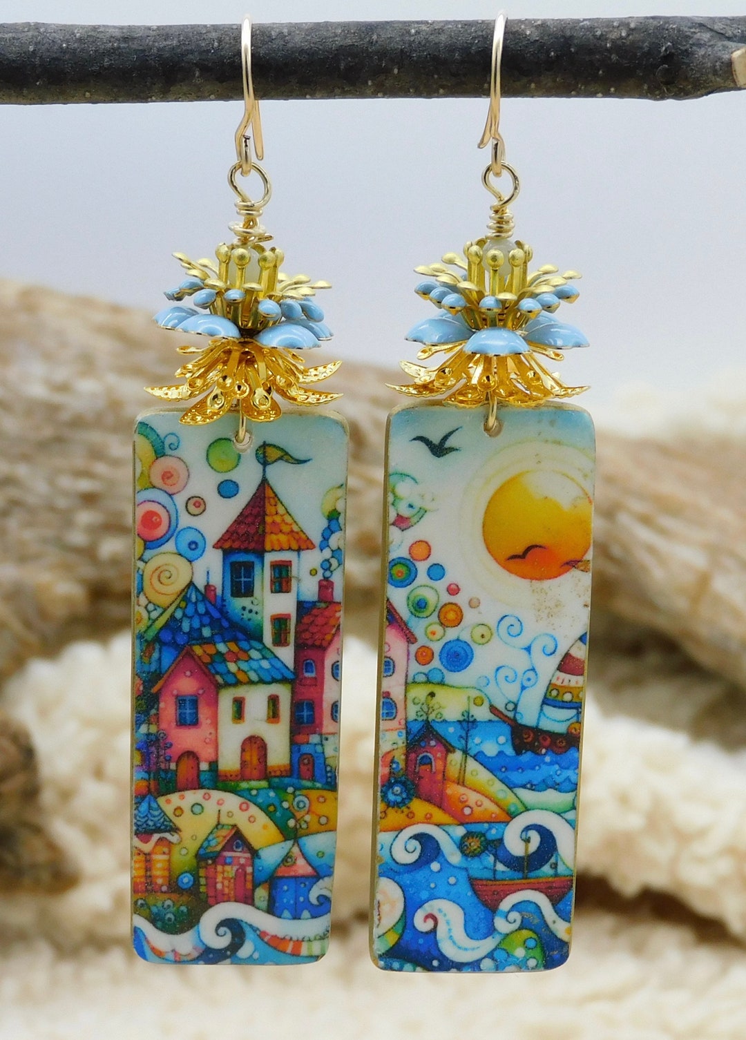 FAIRY TALES Artisan Clay Charms Stacks of Fancy Enameled Brass and ...