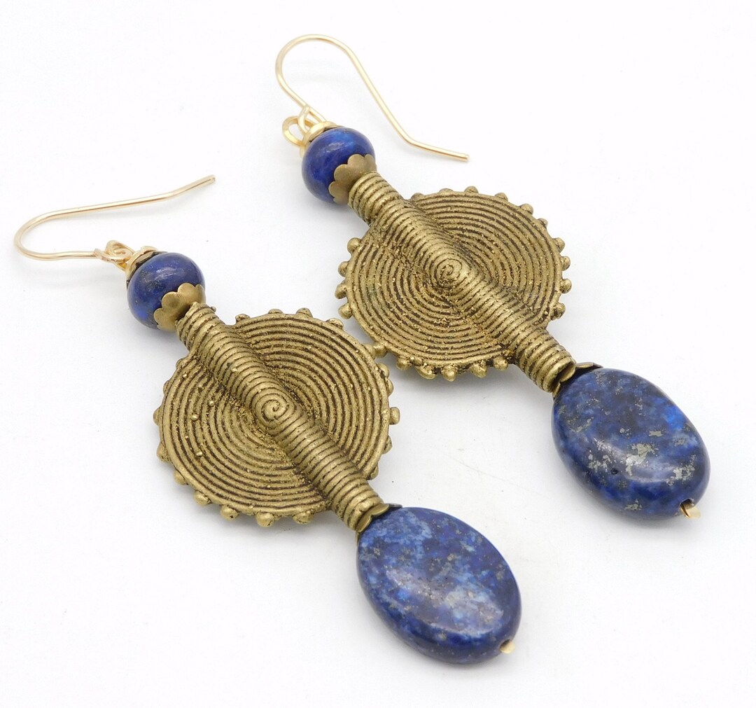 ISIS - Lapis and Handmade African Brass Beads Bold Tribal Style ...