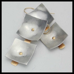 MOD SQUARES - Handforged Pewter and Bronze Statement Earrings - Etsy