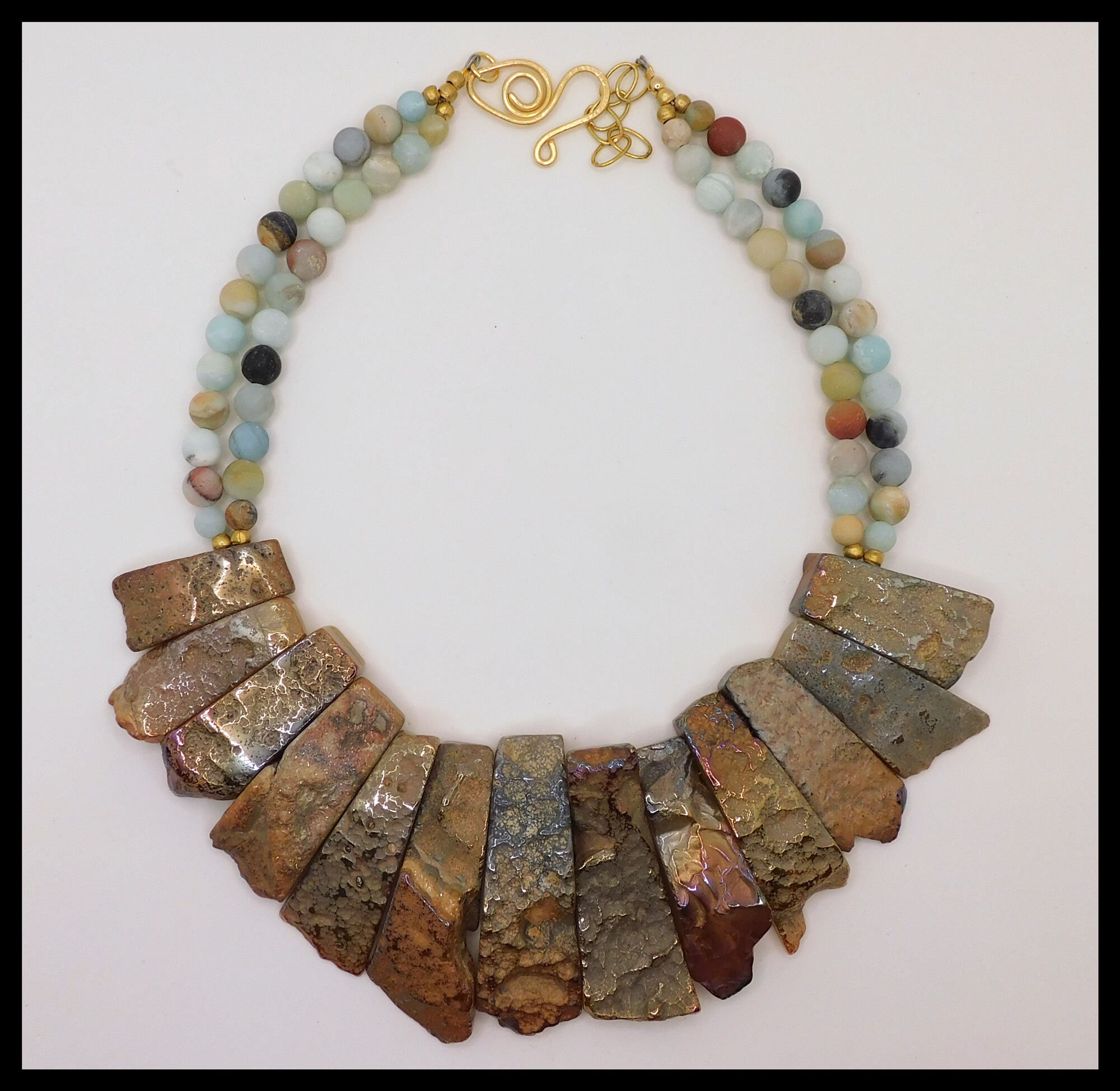 EARTH & SKY Majestic Titanium Agate Amazonite 2 Strand Statement ...