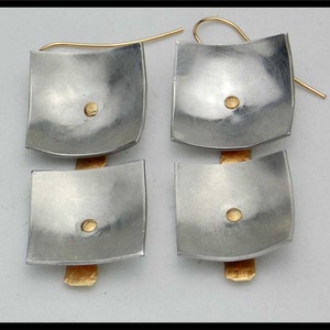 MOD SQUARES - Handforged Pewter and Bronze Statement Earrings - Etsy