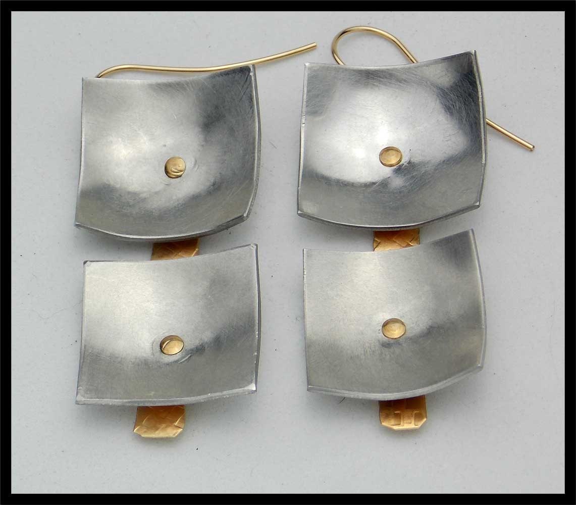 MOD SQUARES - Handforged Pewter and Bronze Statement Earrings - Etsy