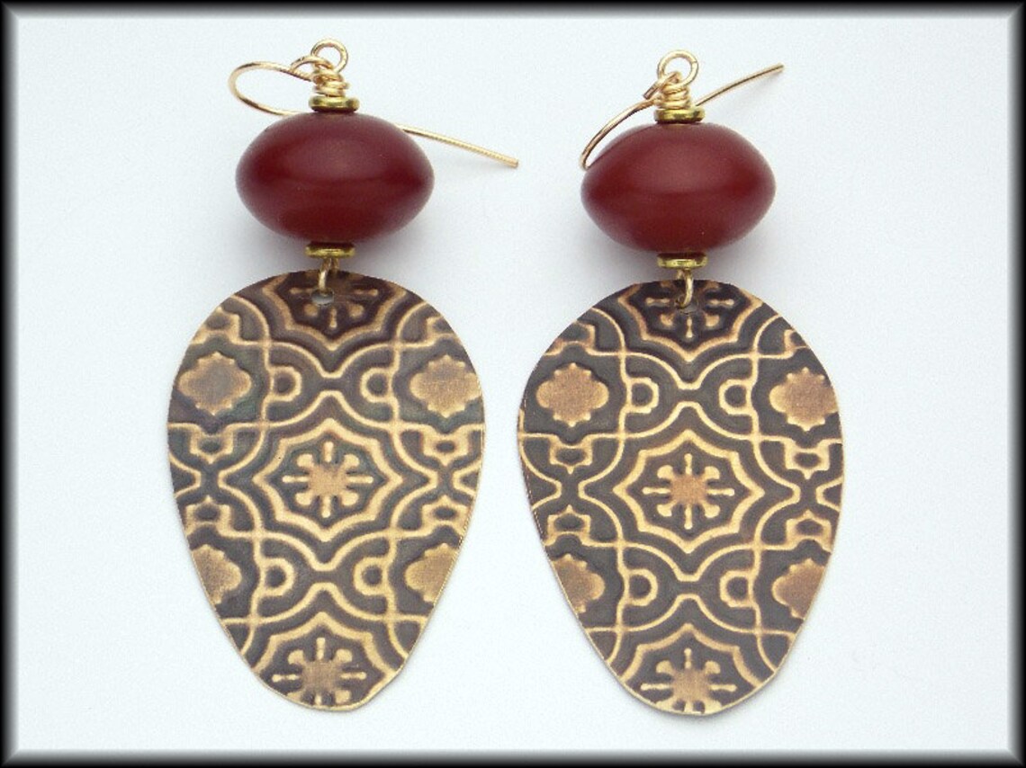 ARABESQUE Handforged Embossed Antiqued Bronze Tibetan Beads Statement ...