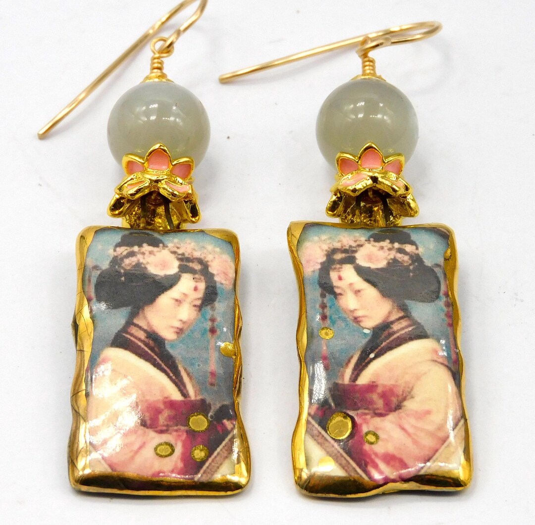 LOVELY GEISHA - Handmade Ceramic Geisha Charms - Fancy Cloisonné ...