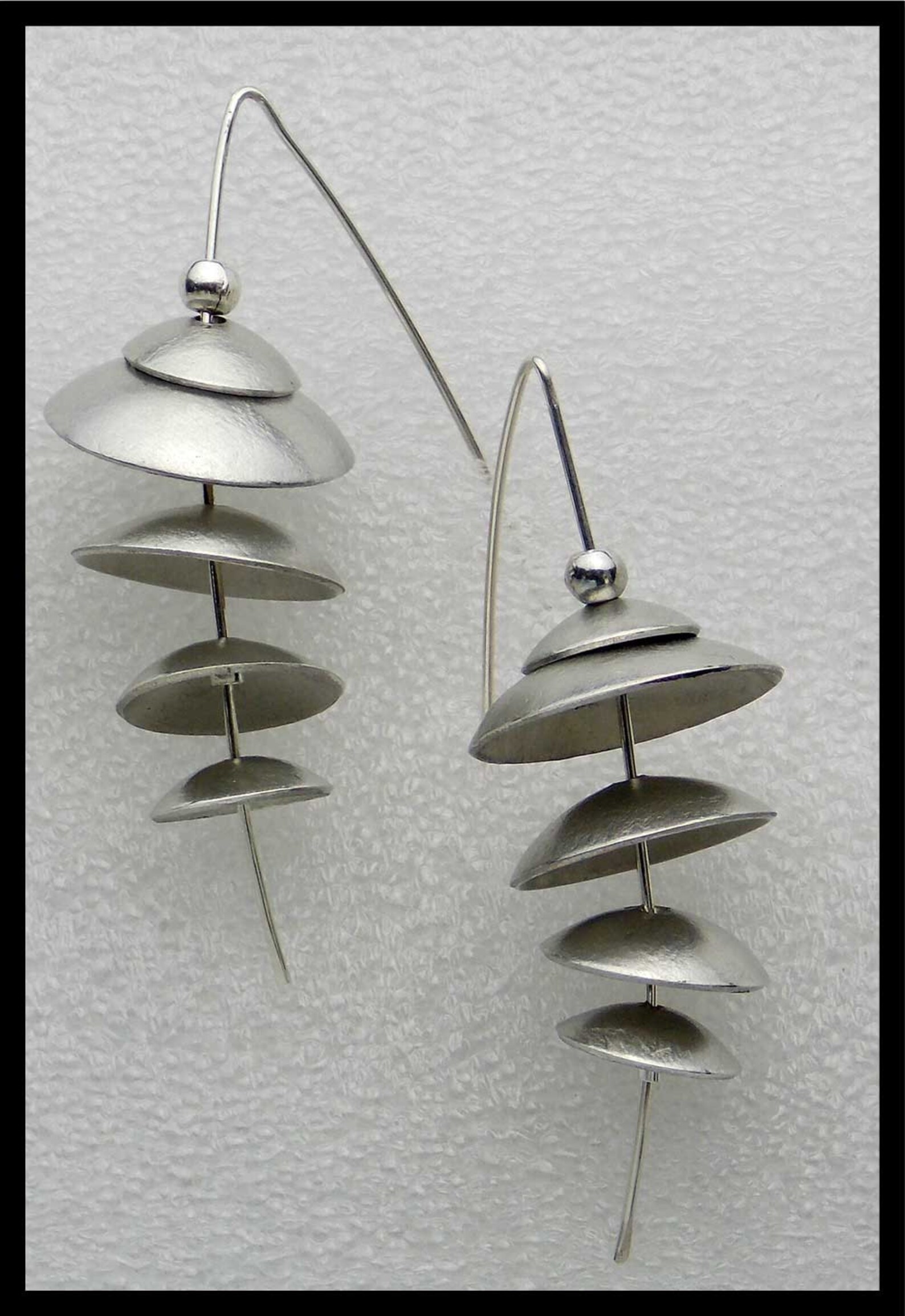 CHA CHA Handforged Domed Floating Pewter Discs & Sterling Earrings - Etsy