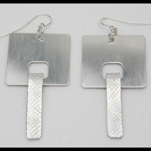 MOD SQUARES - Handforged Pewter Modern Art for the Ears Long Earrings ...