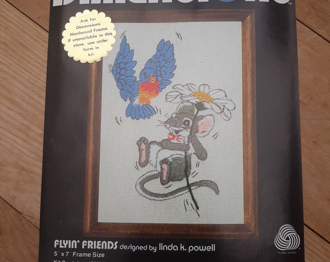 Vintage Flying Friends Kit 6018 Dimensions Crewel - Etsy