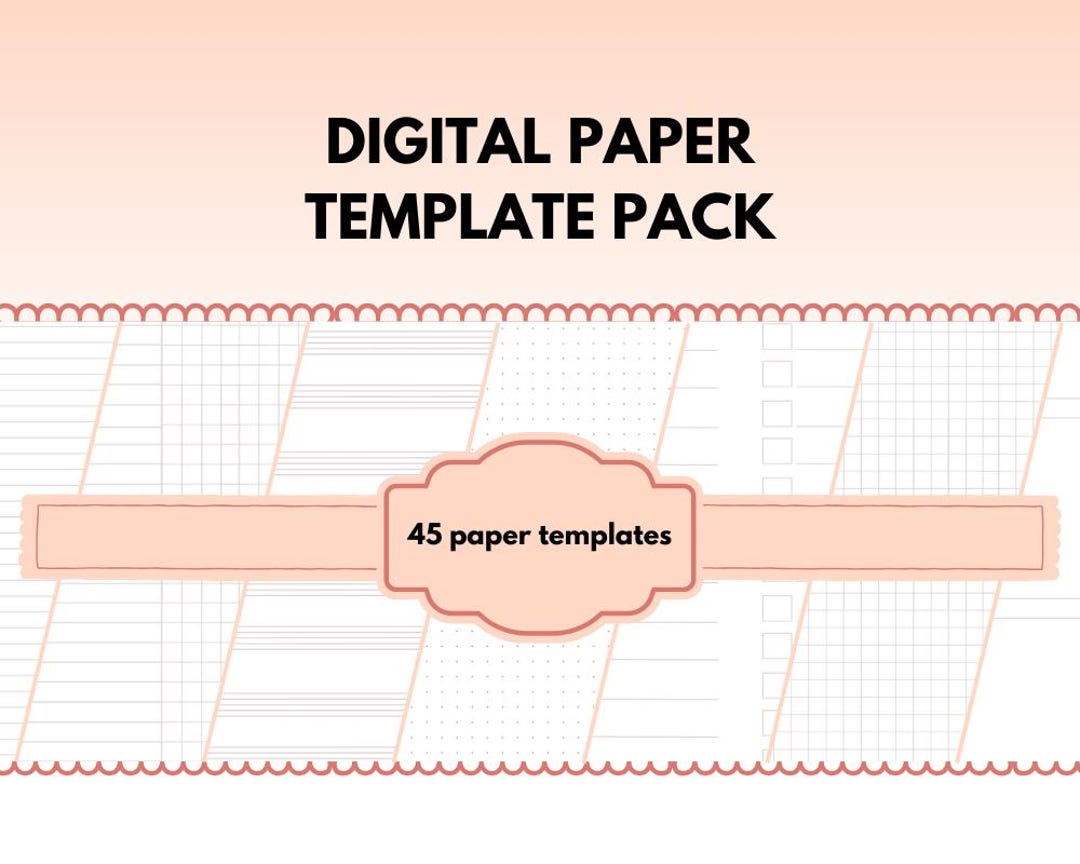Portrait Digital Paper Template Pack, Digital Notebook Paper ...