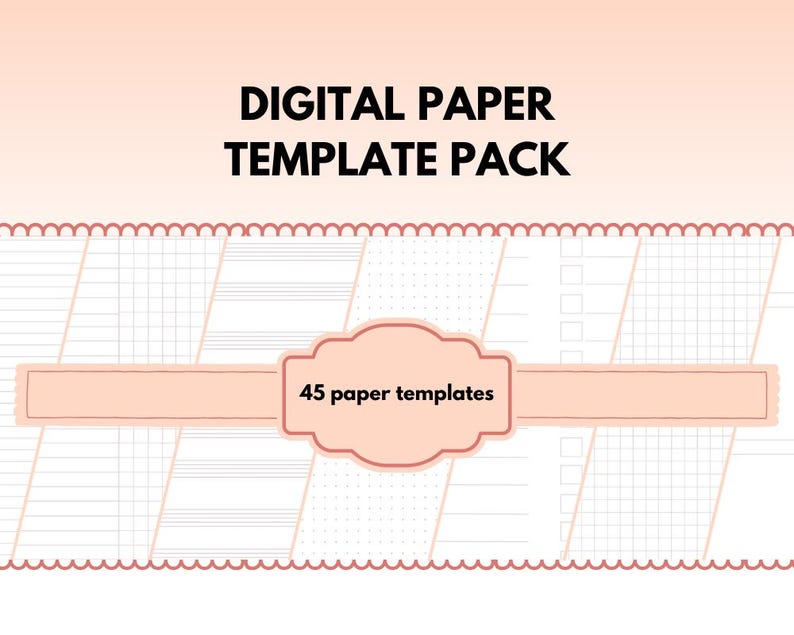 Portrait Digital Paper Template Pack, Digital Notebook Paper ...