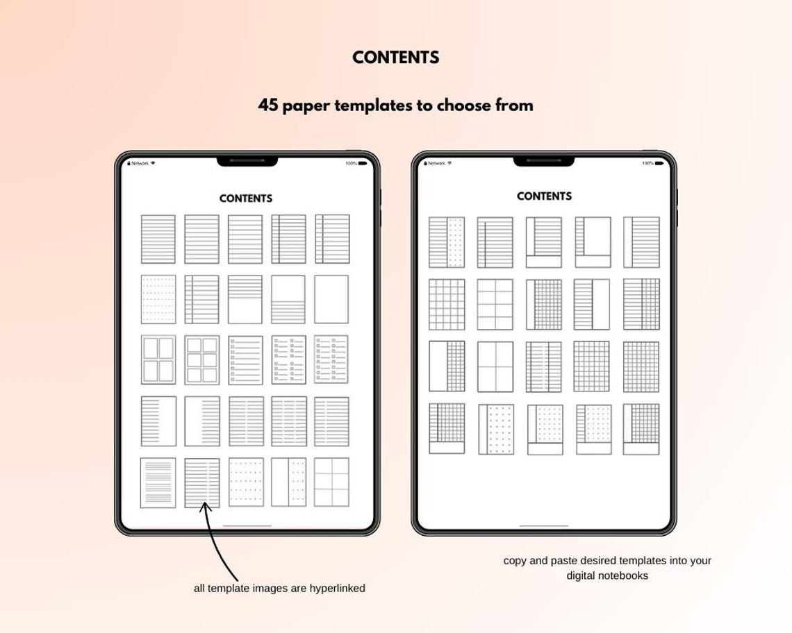 Portrait Digital Paper Template Pack, Digital Notebook Paper ...
