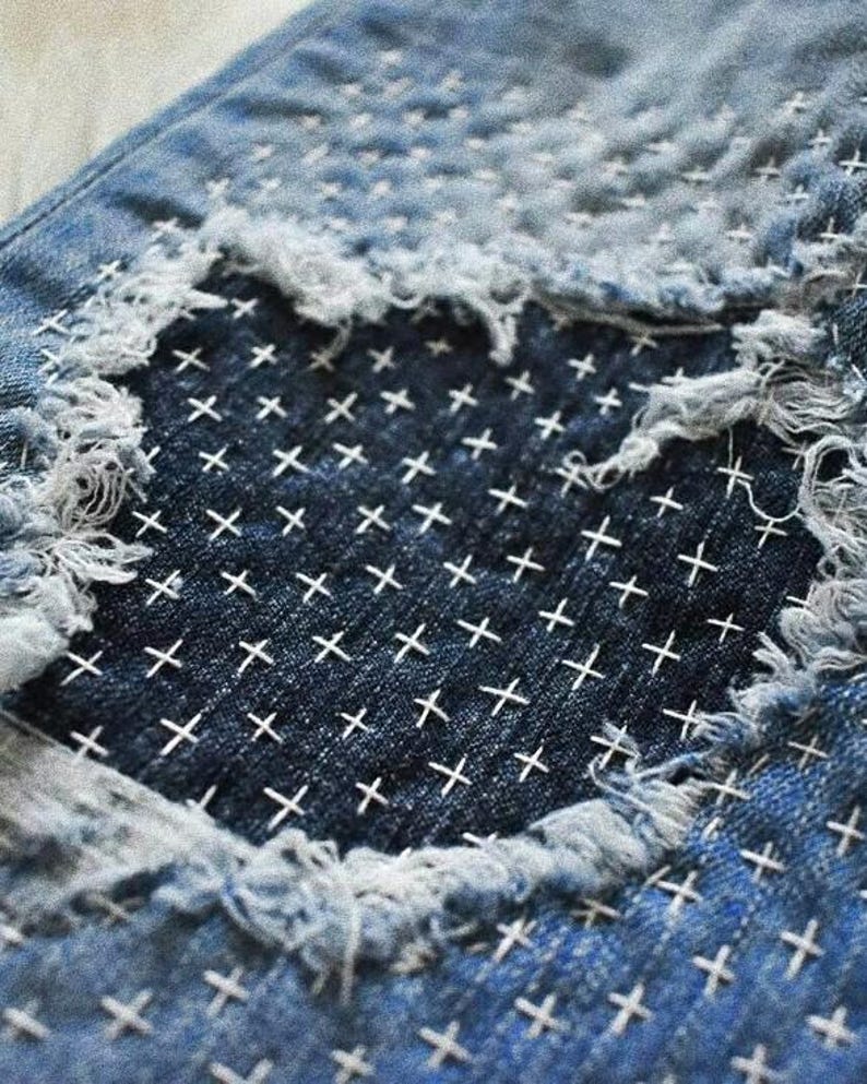 Sashiko Mending Kit – Japanese Visible Mending Starter Kit With Thread ...