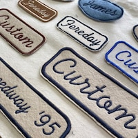 Personalized Name Embroidered Iron on Name Tag - Garage Name Tag - Name ...