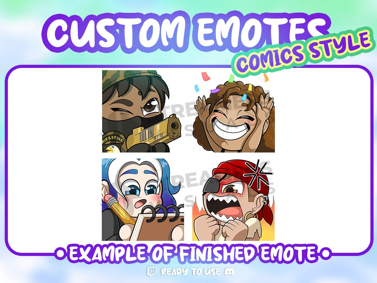 Custom Emotes Comis Style 21 Pose Twitch Discord Emoji Kick Subscriber ...