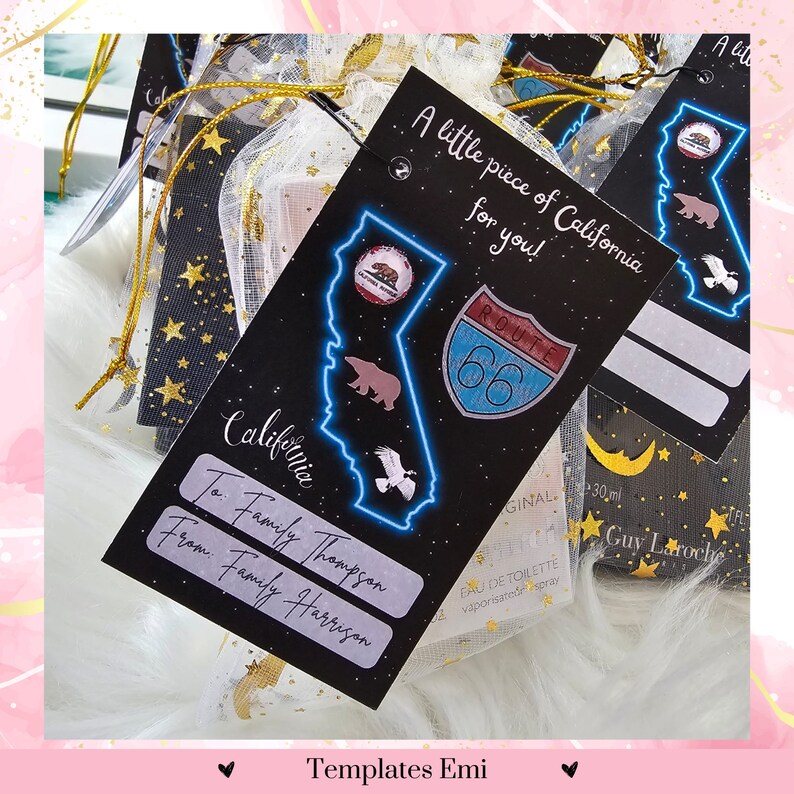 Editable and Printable Gift Tags Souvenirs Template From California for ...