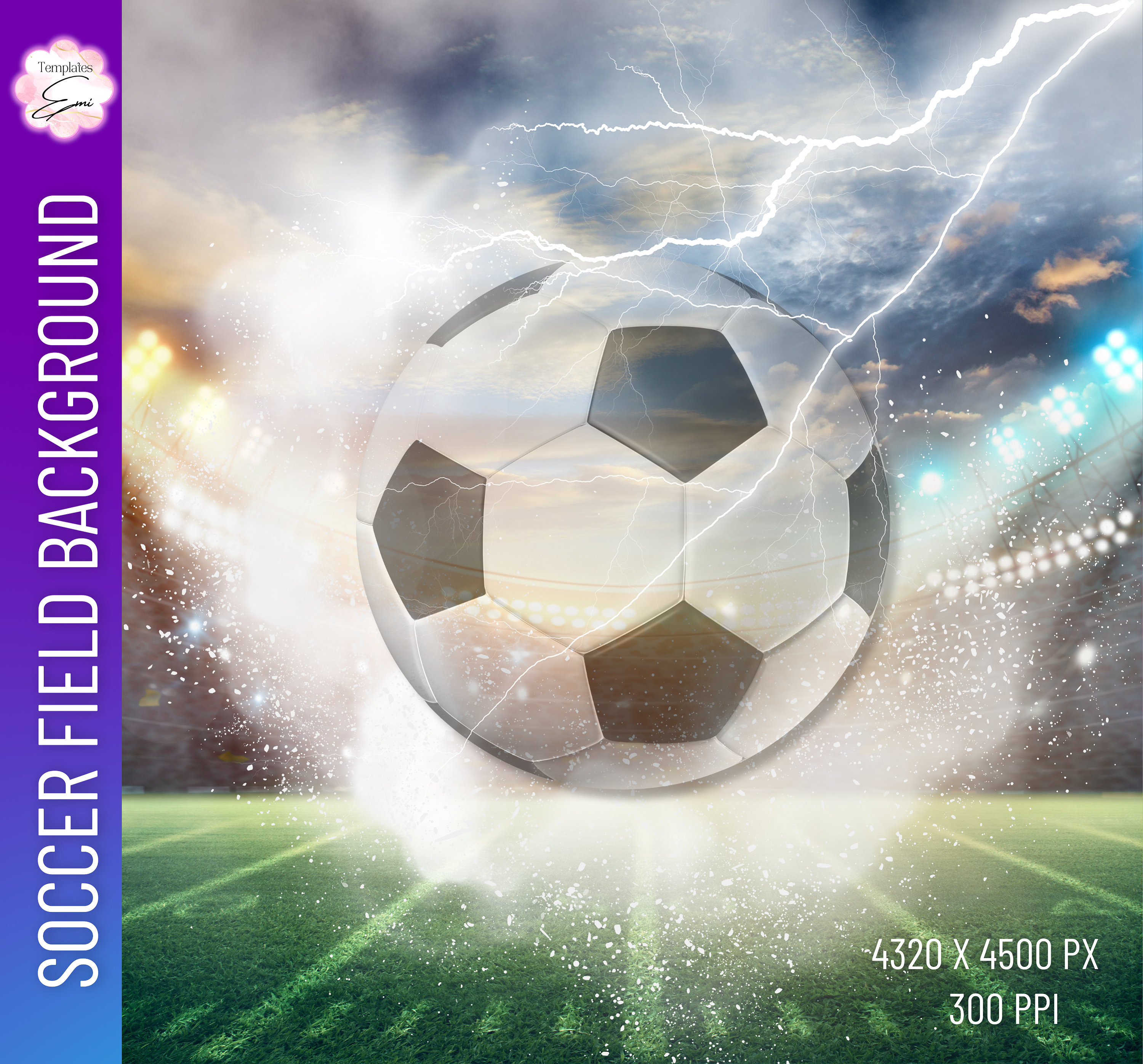 Soccer Field Background With Smoke and Lights – Soccer Backdrop - High ...