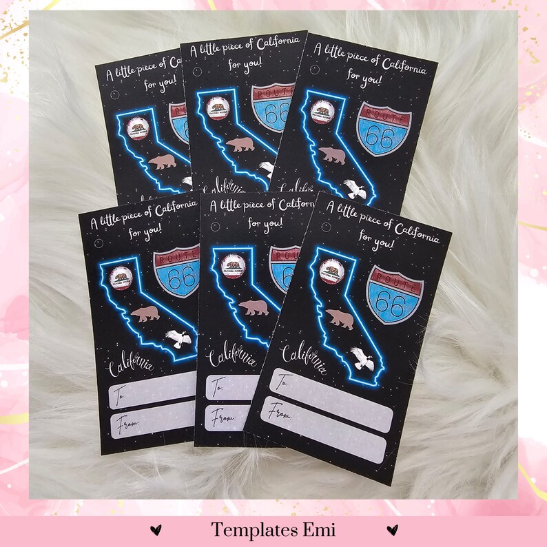 California Souvenir Gift Tags Template – Printable, Editable (canva) - Etsy