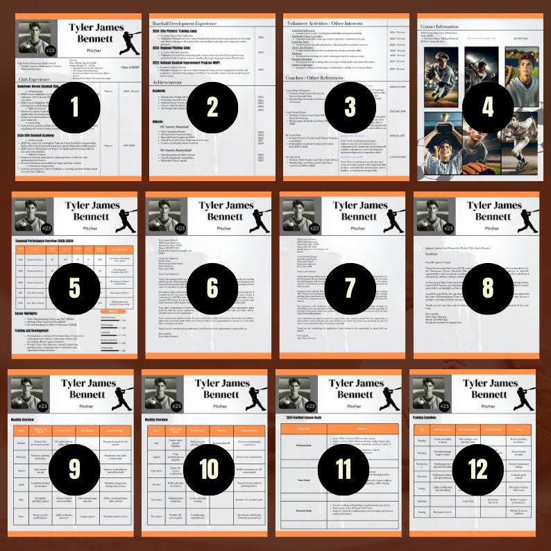 Baseball Resume Athletic Profile Deluxe Template Kit - High School ...