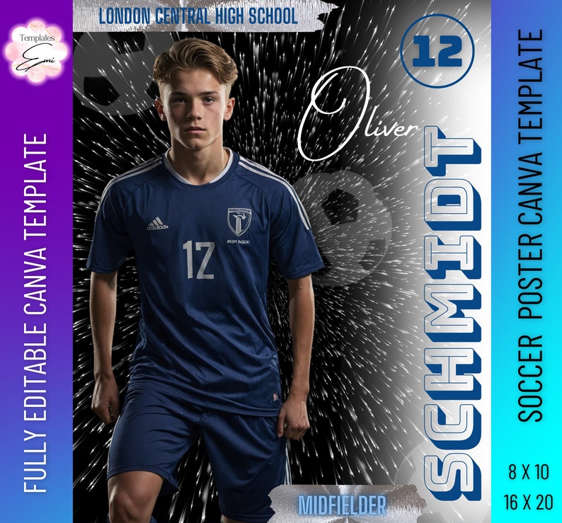 Editable Soccer Poster Canva Template | Senior Night Banner (digital ...