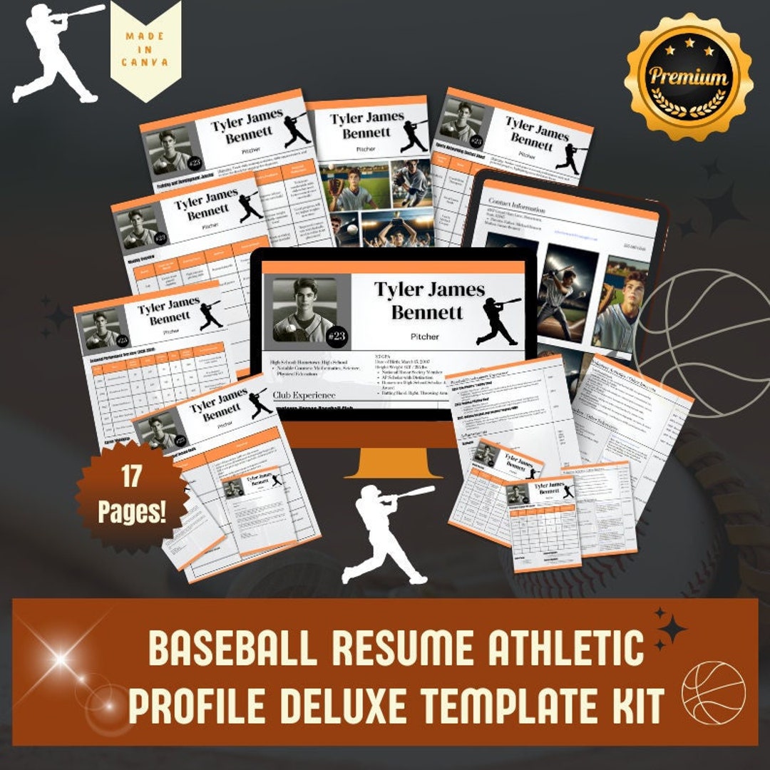 Baseball Resume Athletic Profile Deluxe Template Kit - High School ...