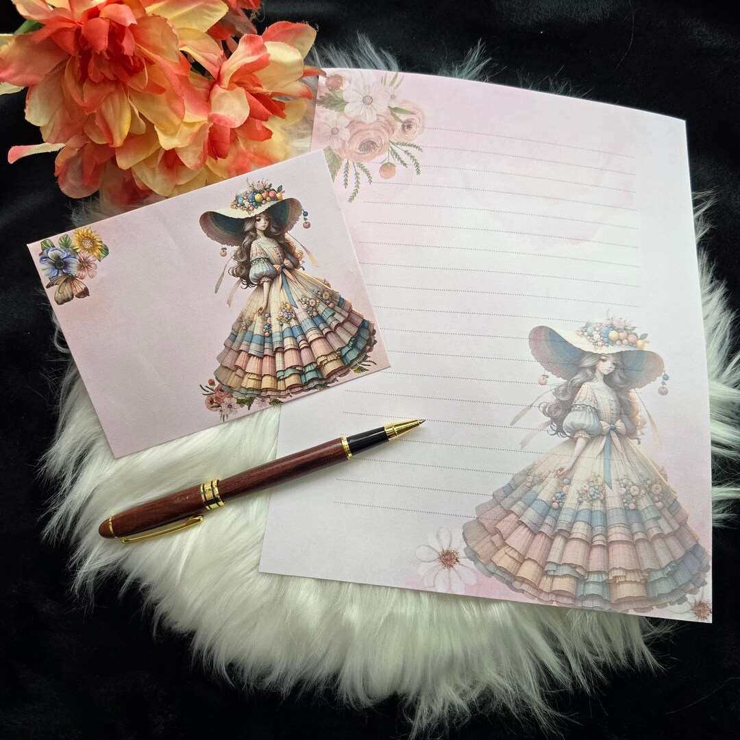 Vintage Stationery Set – Floral Letter Writing Paper, Envelope (digital ...