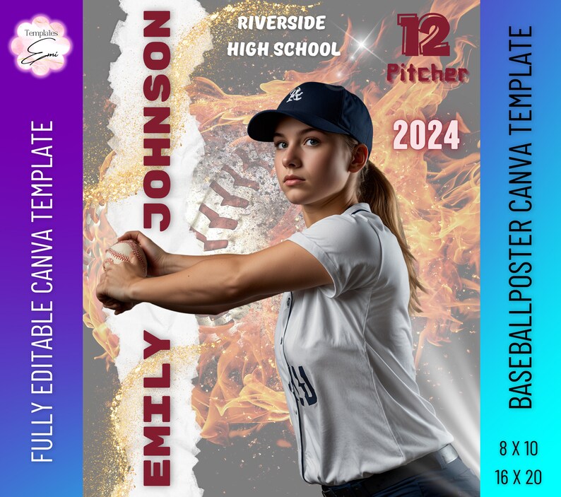 Editable Baseball Poster Template | Senior Night Banner (digital) - Etsy