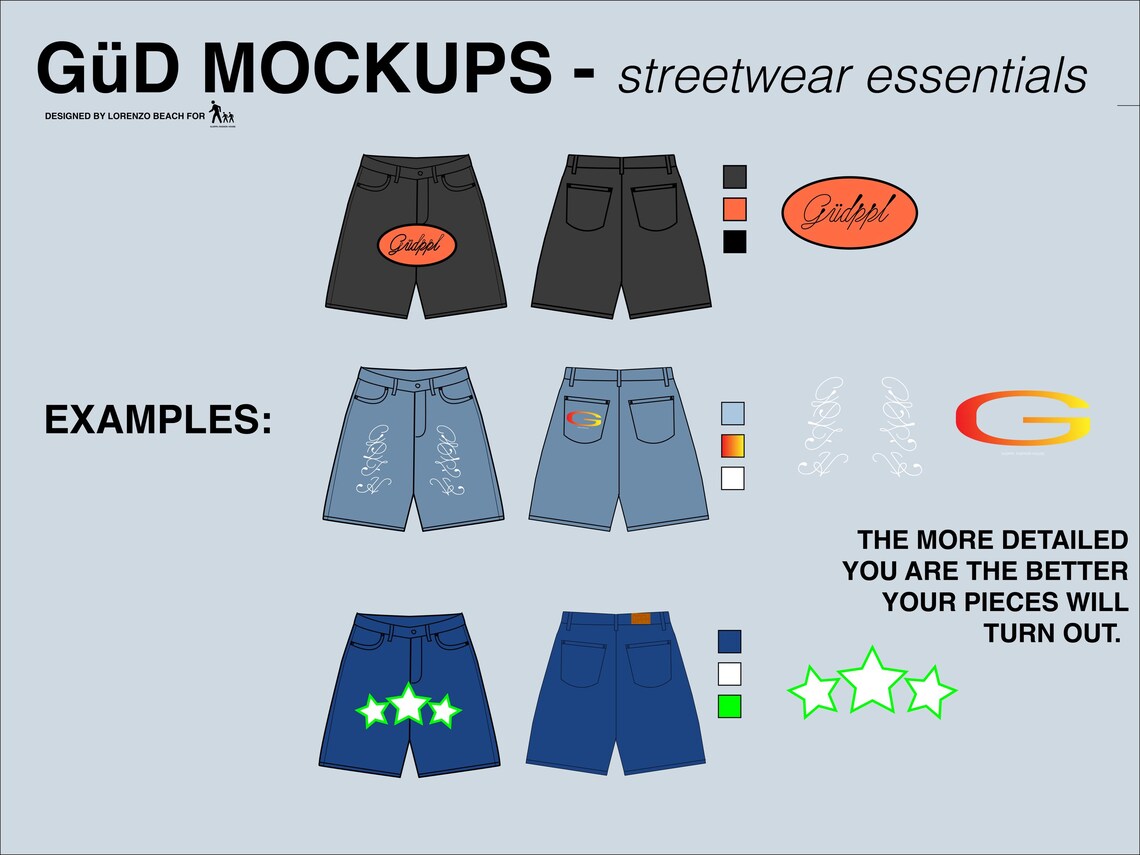 Denim Short / Jorts Mock up Streetwear Designs Design Tools for Adobe ...
